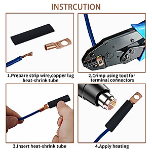 80 Pcs Copper Wire Lugs, Battery Terminal Connectors AWG 8 6 12/10 with Heat Shrink Set, 40 Pcs Heavy Duty Battery Cable Ends Ring Terminals Connectors with 40 Pcs Heat Shrink Tubing Assortment Kit