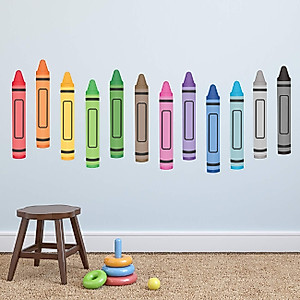 DECOWALL DW-1907 Colourful Crayons Kids Fabric Wall Stickers Wall Decals Peel and Stick Removable Wall Stickers for Kids Nursery Bedroom Living Room décor