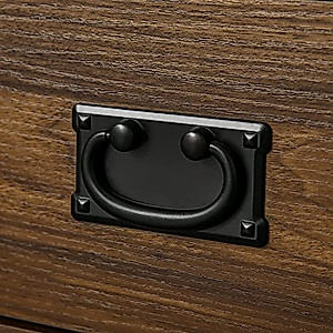 HOMCOM Sideboard Buffet Cabinet, Glass Door Kitchen Cabinet, Coffee Bar Cabinet with Storage Drawers & Adjustable Shelves for Living Room, Dark Walnut