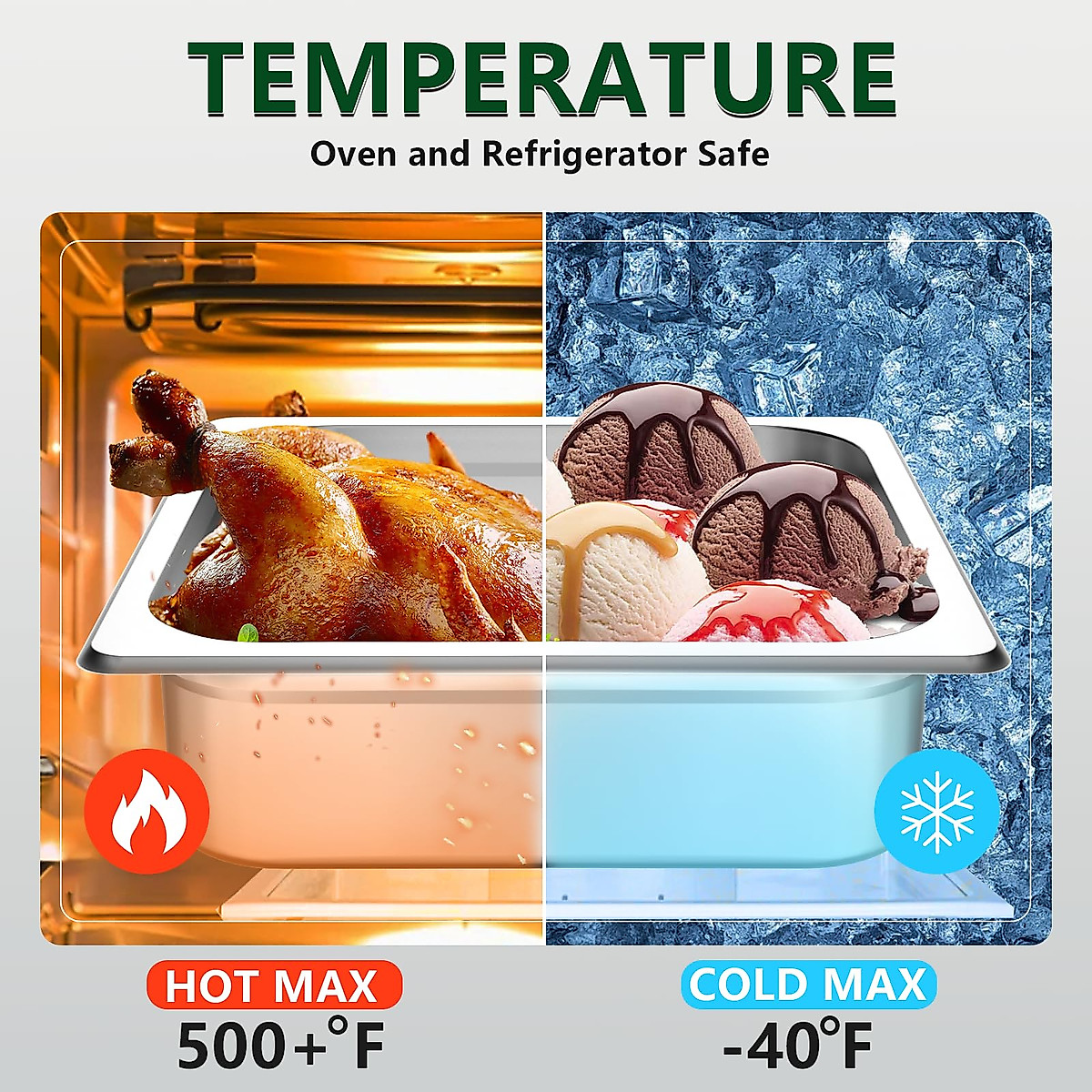 BAKPOCO Hotel Pan 1/2 Half Size - Steam Pan with Lid 4" Deep 4 Packs Food Pan Anti Jam Stainless Steel Buffet Pan Commercial Stainless Steel Pan