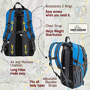 Hiking Backpack 20L Waterproof backpack Hiking Backpack for Men Women Lightweight Backpack Traveling Backpack Hiking Daypacks Travel Daypack Backpack Travel (Blue)