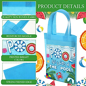 24 Pcs Summer Pool Party Reusable Gift Bags Beach Ball Party Goodie Bags Summer Beach Themed Party Decorations Treat Bags Non Woven Tote Bags for Baby Shower Kids Birthday Supplies