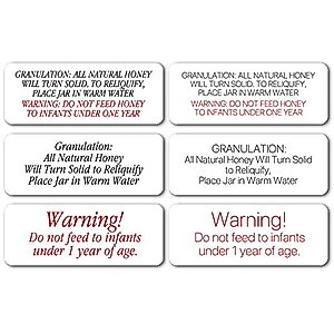 Honey Warning Caution Infants Feeds Product Granulation Information Labels Sheets