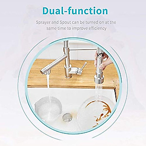 Fapully Kitchen Faucet with Sprayer,Single Handle Kitchen Faucet with Hole Cover Brushed Nickel