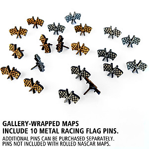 Holy Cow Canvas Personalized Canvas NASCAR Track Map with Push Pins, NASCAR Race Track Map, Customized NASCAR Gift, Push Pin USA Map NASCAR Racing, NASCAR Cup Series Map (Colorful Stripes)