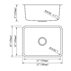 Dowell Undermount Single Bowl Stainless Steel Kitchen Sinks Handcrafted Small-Angle Corner Series 6005 2318