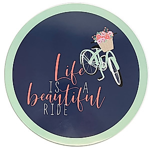 Electric Stove Burner Covers Set of 4 Life is a Beautiful Ride and Spoon Rest, Functional and Decorative, 8 Inches and 10 Inches, Cooking Concepts, Select Design Themes