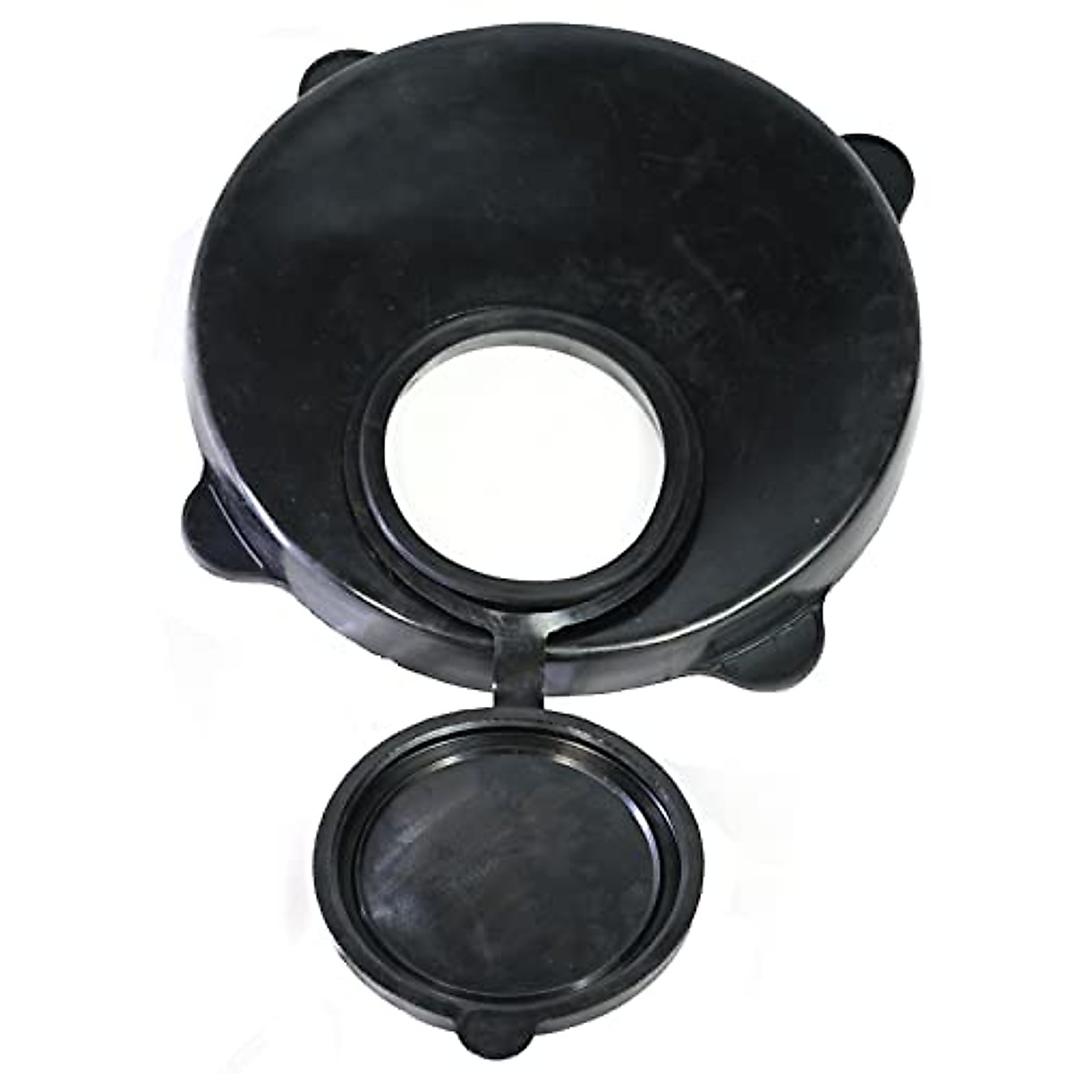 Skywin Storage Lid with Easy Pour Spout for Bucket - Weather-Resistant Rubber Black Lid with Easy Pour Spout - Multi-Purpose Wood Pellet Storage Containers, Bird Seed Container, Lump Charcoal Storage, or Pellet Storage Lid for Bucket (Not-Including Bucket