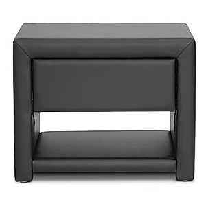 Baxton Studio Massey Upholstered Modern Nightstand, Black