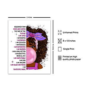 African American Girl Wall Art - Black Art - Inspirational Positive Quotes Wall Decor - Positive Affirmations Poster - Pink Little Girls Bedroom Decor - Toddler Girls Room Decor - Black Girl Magic
