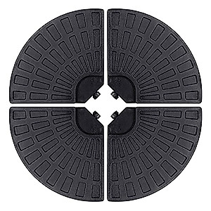 Sunnyglade 18.9" 4Pcs 13L Fan Shaped Water or Sand Filled Umbrella Base/Fan Style Self-Filled Cantilever Offset Umbrella Base Stand Suitable for All Kinds of Cross Tiles (Black)