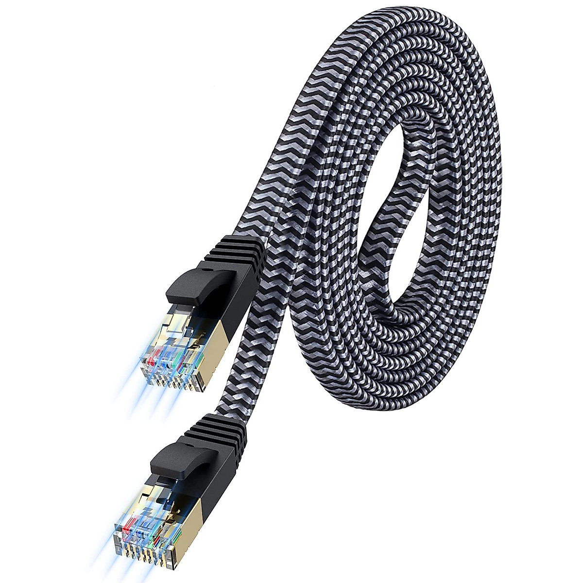 MORELECS Cat 7 Ethernet Cable 10ft – 10Gbps High-Speed, Premium Braided Flat Design, Reliable for Home, Office, Gaming, Streaming