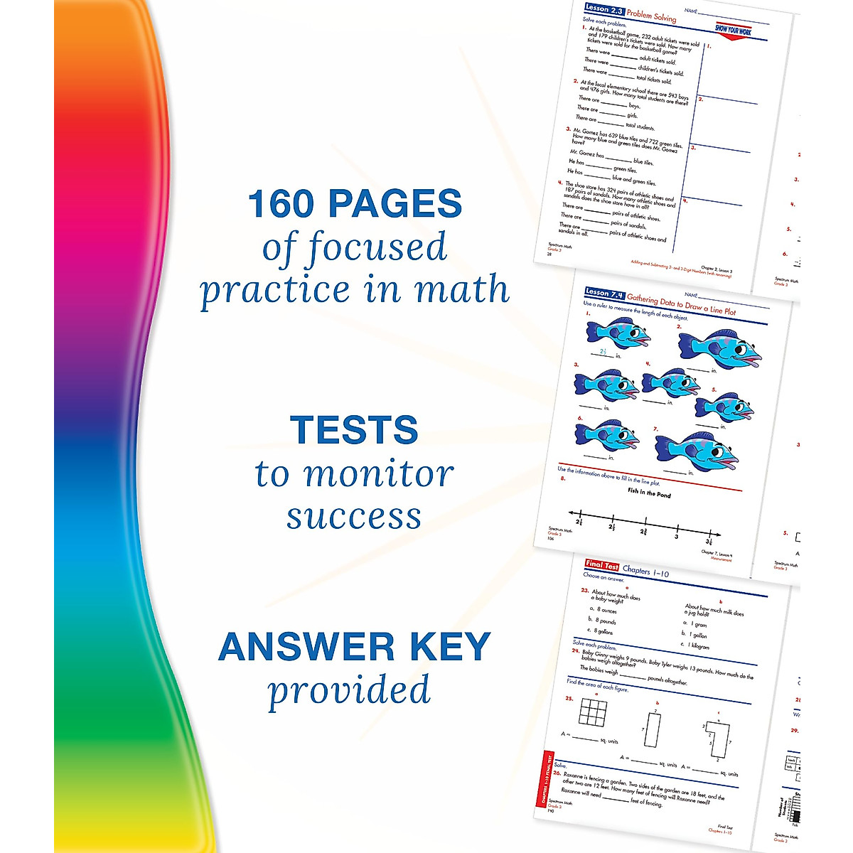 Spectrum 3rd Grade Math Workbooks, Ages 8 to 9, Math Workbooks Grade 3, Multiplication, Division, Fractions, Addition and Subtracting to 4-Digit Numbers - 160 Pages (Volume 4)