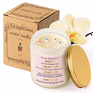 WATINC Jar Candle Gifts for Boss Lady, Vanilla Scented Candle for New Job Female Boss, 50H Burning 8oz Natural Soy Wax Stress Relief Christmas Boss Day Promotion Appreciation Gift for Women Leader