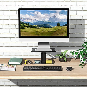 WALI Adjustable Monitor Stand, Height Adjustable Monitor Metal Riser for Computer, TV, PC, Laptop, Notebook, and all Screen Display (STT008-B), Black