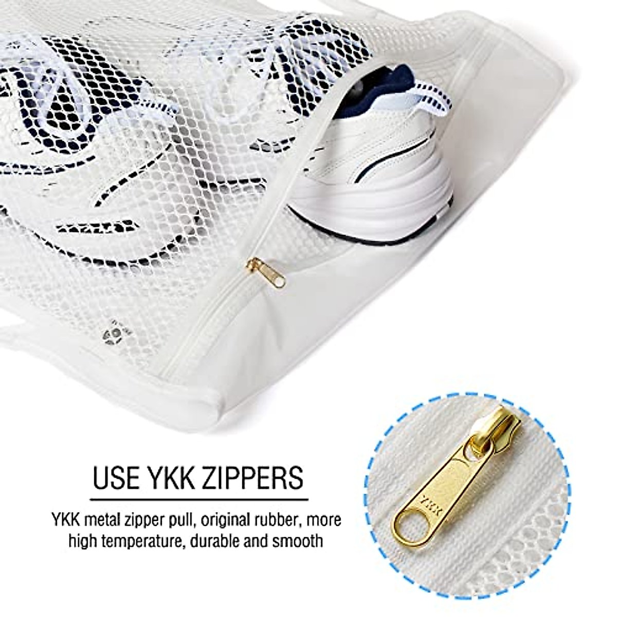 MIFNRO Sneaker Wash and Dry Bag for Dryer, Sneaker Drying Bag for Laundry, with 4 Suction Cup Hooks for Easy Installation, Use YKK Zipper（1 M ）