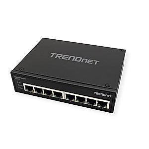 TRENDnet 8-Port Hardened Industrial Gigabit DIN-Rail Switch, 16 Gbps Switching Capacity, IP30 Rated Metal Housing (-40 to 167 ºF), DIN-Rail & Wall Mounts Included, Lifetime Protection, Black, TI-G80