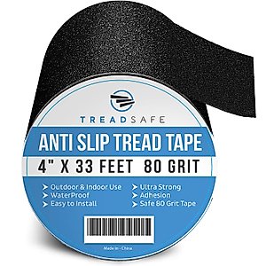 TREADSAFE Anti Slip Tape for Stairs,Non Slip Tape for Outdoor/Indoor Steps,Anti Skid Tape Roll, Traction Tread Tape for Stairs, Waterproof Grip Tape Black Traction Tape