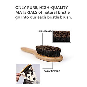 Patina Dog Cat Brush for Shedding, Natural Bamboo Boar Bristles Brush, Pet Grooming Supplies for Short and Long Haired Dogs Cats, Gentle Easy Grooming Massage, Japanese design