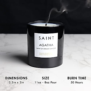 SAINT Agatha Scented Candle with Prayer, Prayer Coin, and Holy Oil, Saint of Breast Cancer, Soy Coconut Aromatherapy Candle with 50 Hour Burn Time