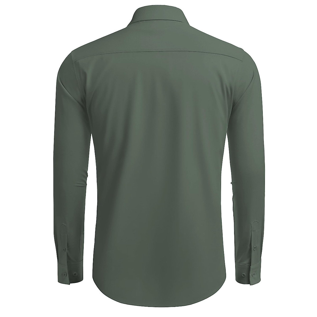 COOFANDY Mens Dress Shirts Long Sleeve Fitted Button Down Shirt Untucked Shirt Army Green