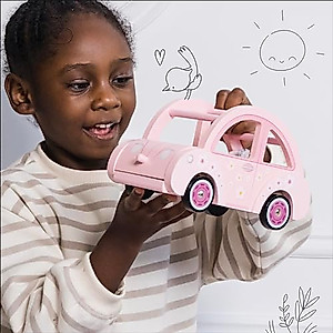 Le Toy Van - Wooden Daisylane Sophie's Car Accessories Play Set for Dolls Houses - Wooden Car Toy with Luggage Accessory - Dollhouse Accessories - Suitable for Ages 2+,Bright Pink, Medium