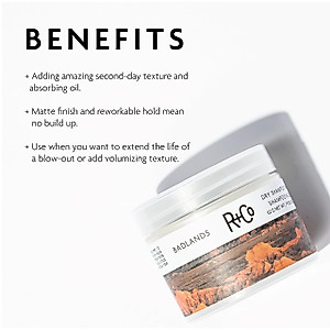 R+Co Badlands Dry Shampoo Paste | Part Dry Shampoo, Part Styling Paste | Adds Texture, Absorbs Oil, Matte Finish | 2.2 oz