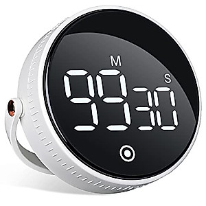 HOOMIL Timer, [Easy to use][Easy to Read] Kitchen Timer, Magnetic Digital Visual Timer, with Mute/Loud Alarm Switch Classroom Timer for Cooking, Baking, Sports, Games, Office - White
