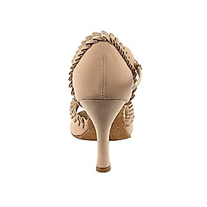 Very Fine Dance Shoes - Ladies' Tango, Salsa, Latin Dance Shoes SERA7001-2.5-inches Heel & Heel Protectors (Light Tan Velvet, Size 7.5)