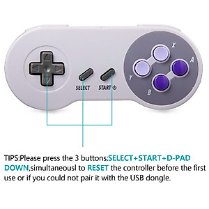 MODESLAB 2 Pack 2.4 GHz Wireless Controller Gamepad Compatible for Retro SNES [7 Pin Connector] [Rechargeable] [Plug & Play] (Non PC USB Version)