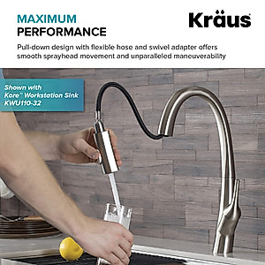 KRAUS Arqo M Single Handle Pull-Down Kitchen Faucet in Spot Free Stainless Steel, KPF-2523SFS