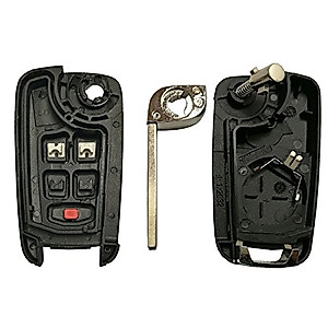 Key Fob Case Shell Fit for Chevrolet Chevy Equinox Sonic GMC Terrain 3 Buttons Replacement Flip Folding Smart Car Key Fob Cover with Uncut Blade Blank (3 Buttons Flip Key Shell)