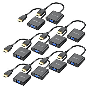 HDMI to VGA Adapter 10-Pack, HDMI to VGA (Male to Female) 1080P Converter for Computer, Desktop, Laptop, PC, Monitor, Projector, HDTV, Chromebook, Raspberry Pi, Roku, Xbox and More