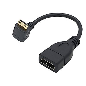 Tivid 15CM Mini hdmi 90 Degree Adapter Mini hdmi Right Angle Male to HDMI Female Cable Adapter Connector Support 1080P Full HD, 3D (0.15m, Downward Angle).