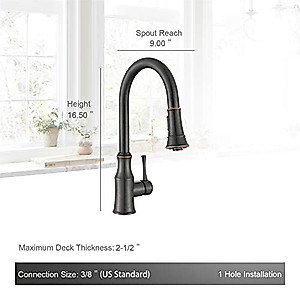 AguaStella AS94ORB Oil Rubbed Bronze Kitchen Sink Faucet with Pull Down Sprayer Single Handle High Arc