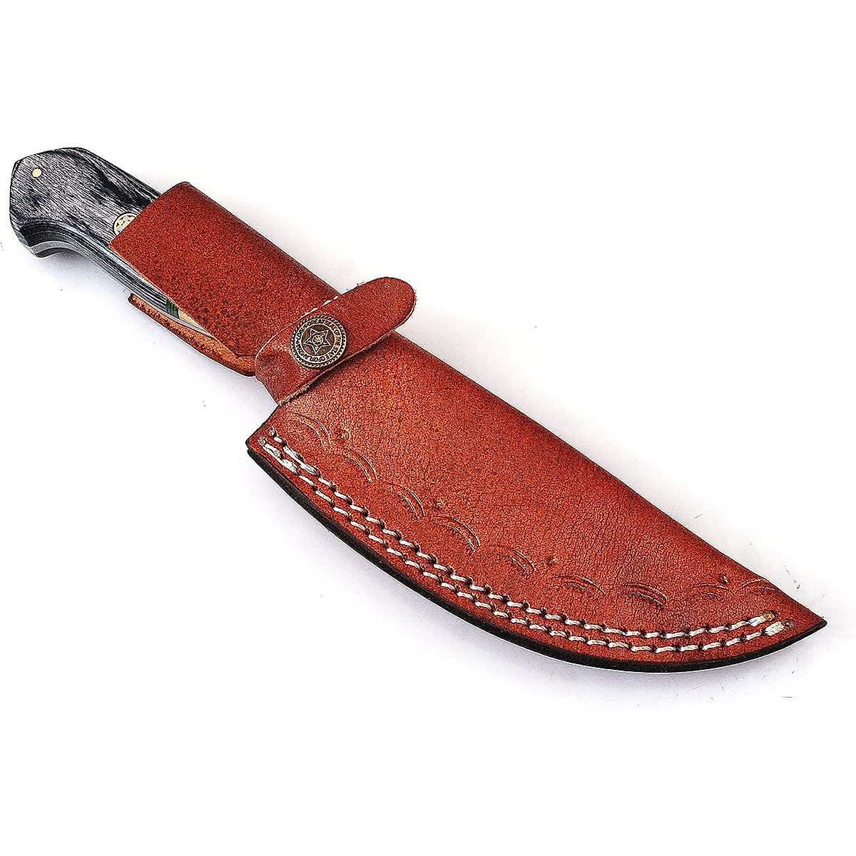 Damascus Knives Custom Handmade Damascus Hunting Knife- Best Damascus Steel Blade Hunting Skinning Knife- Fixed Blade Hunting Knife With Sheath Belt Loop (Black&olive) 20101