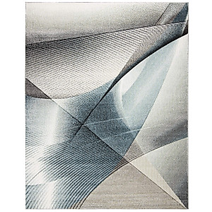 SAFAVIEH Hollywood Collection Area Rug - 10'6" x 14', Grey & Teal, Mid-Century Modern Design, Non-Shedding & Easy Care, Ideal for High Traffic Areas in Living Room, Bedroom (HLW715D)