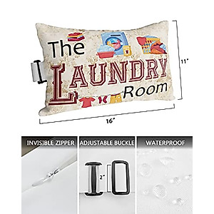 Recliner Head Pillow Ledge Loungers Chair Pillows with Insert The Machine Laundry Room Yellow Vintage Background Lumbar Pillow with Adjustable Strap Patio Garden Cushion for Sofa Bench Couch, 2 PCS