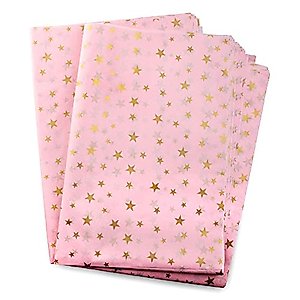 MR FIVE Pink Gold Star Tissue Paper Bulk,20" x 28",Pink Tissue Paper for Gift Bags,Gift Wrapping Paper for DIY and Crafts,Wrapping Paper for Birthday,Holiday,Weddings,30 Sheets
