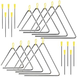 HEIHAK 10 Pack Musical Triangle Steel Set, 4" 5" 6" 7" 8" Hand Percussion Music Percussion Triangle Instrument with Striker for Adults Practice Rhyme Classroom Church Farmhouse