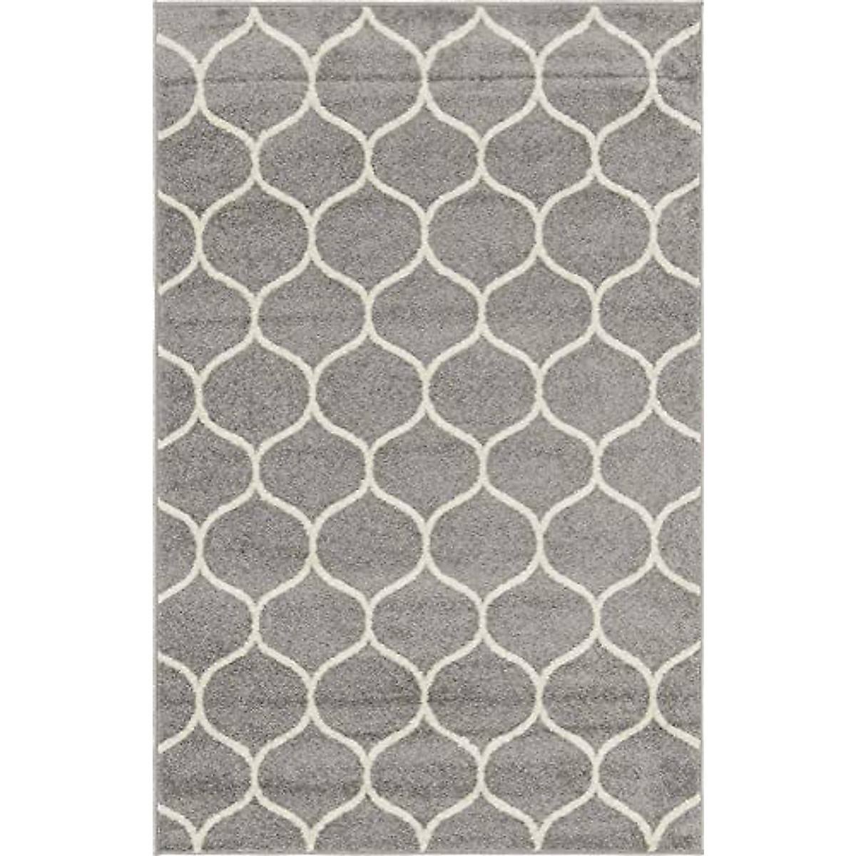 Unique Loom Trellis Frieze Collection Area Rug - Rounded (4' 1" x 6' 1", Light Gray/ Ivory)