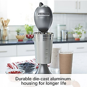 Hamilton Beach Pro Retro Die-Cast Mixer for Milkshakes, Soda Fountain Drinks, Protein Shakes, Whipping Omelets and Pancake Batter, 28 Oz Cup (65120), Gray