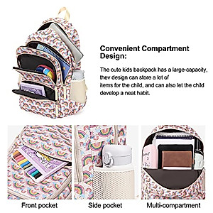 CLUCI Kids Backpack for Girls Bookbags Preschool Backpack Toddler Daycare School Bag Elementary Kindergarten Lightweight Large Waterproof Cute Pink Rainbow