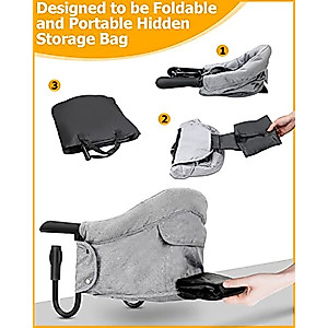 ATHRADIES Hook on High Chair with Mat, Clip on High Chairs for Babies and Toddlers, High Chair That Attaches to Table, Portable High Chair for Travel, Travel High Chair with Carrying Bag,Grey