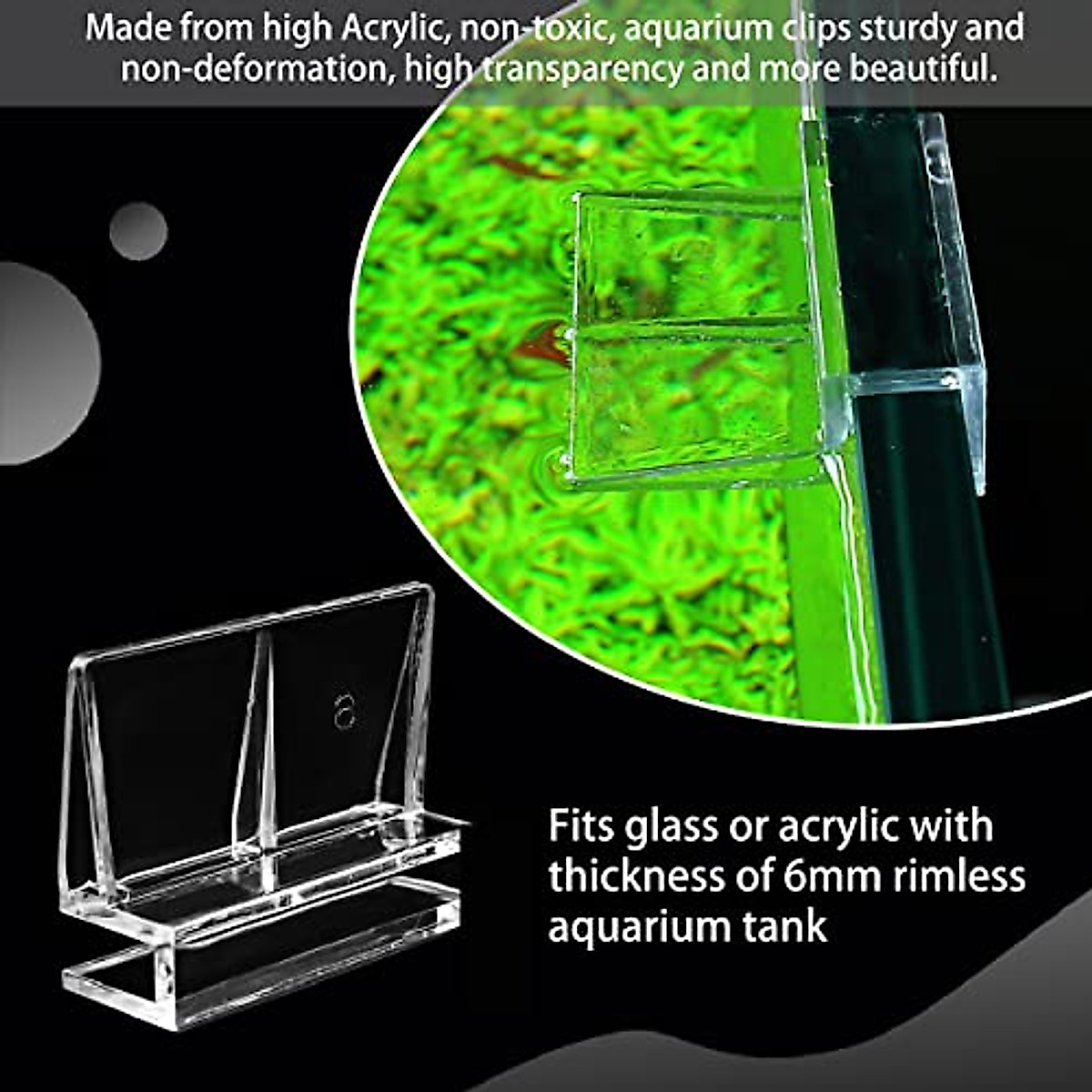 LEEFONE 16 PCS 6mm Acrylic Aquarium Cover Clip, Clear Fish Tank Glass Cover Clip Support Holder Universal Lid Clips for Rimless Aquariums