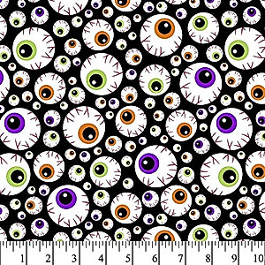Halloween Ghoulish Eyeballs Cotton Fabric by The Yard