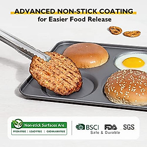 HONGBAKE Large Muffin Top Pan Set of 2, 4 Cup Nonstick Hamburger Bun Baking Pan, Jumbo Whoopie Pie Pan for Egg Sandwich, Cornbread, Layer Cake