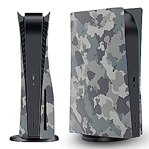 Camouflage Face Plates Cover Shell Panels for PS5 Disc Edition Console, Playstation 5 Accessories Faceplate Protective Shell Replacement Plate (Gray Camouflage)