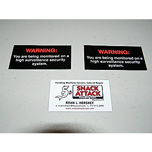 SODA Vending Machine (2) Decals"Warning: Being Monitored on Security System"