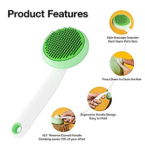 Cat Brush for Shedding, Pet Grooming Self Cleaning Slicker Cats & Dogs, Deshedding Easily Removes Tangles Hair and Loose Undercoat, Mats Tangled Shedding (Green)